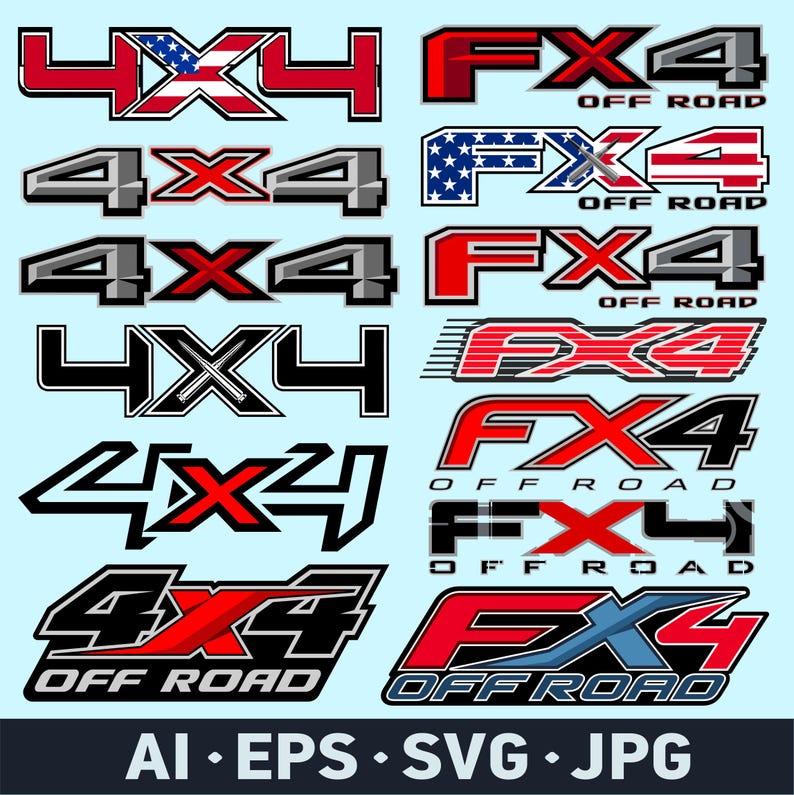 Ford Truck off Road 4x4, Fx4 Bedside Badges Stickers Decals SVG Bundle ...