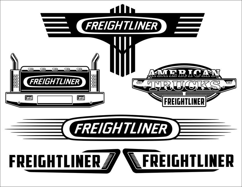 Truck Freightliner Design Elements, Badges, Stickers SVG Bundle. Retro ...