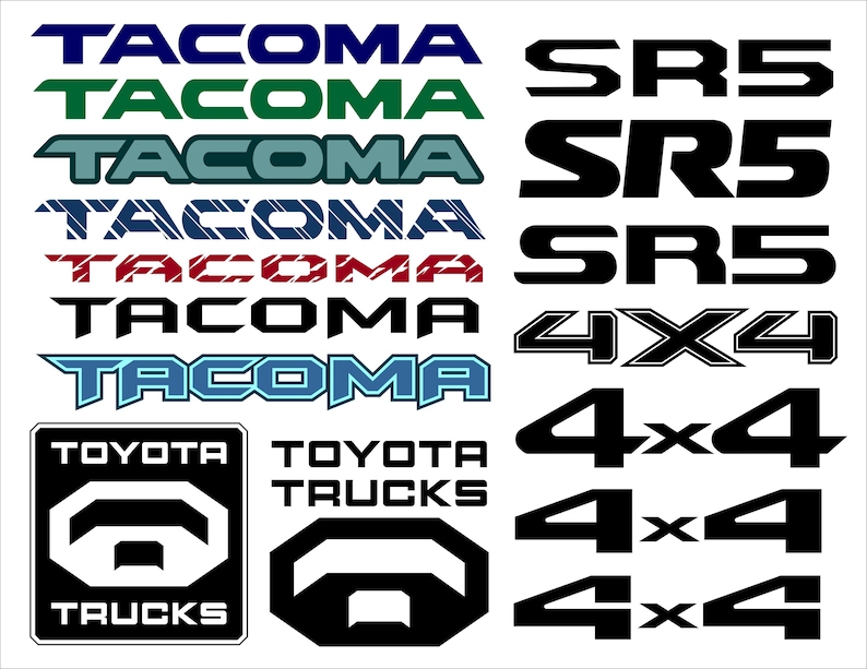 Toyota Tacoma Truck Pickup off Road Sport Stripes Decals SVG Bundle ...
