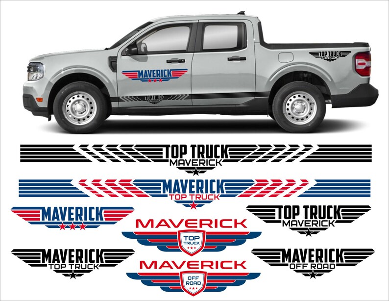 Truck Ford Maverick Side Body Stripes Decals SVG Bundle. Pick up ...