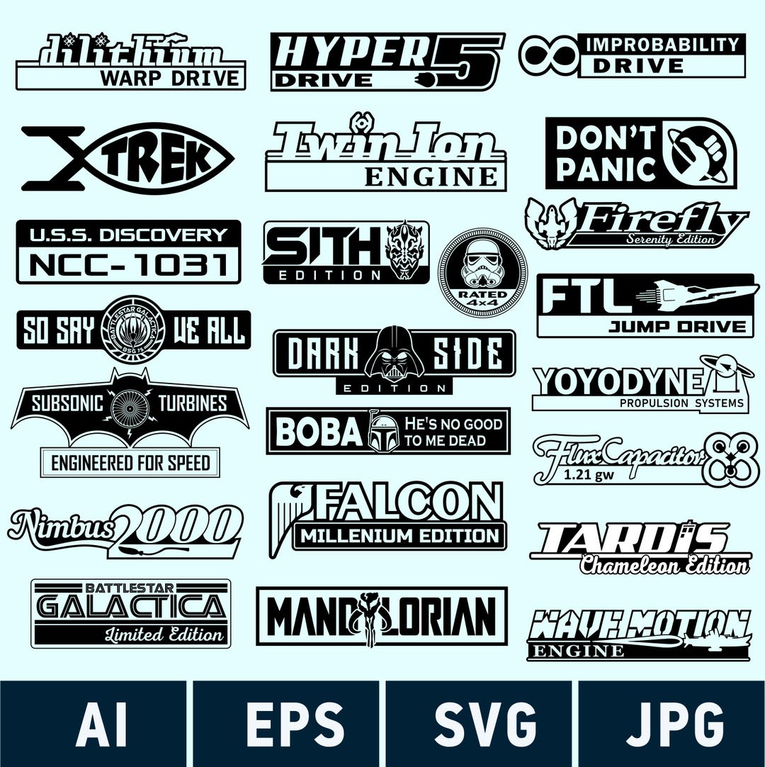 Sci-fi Movie Car Emblems SVG Bundle. Auto Badge Sticker Decal Vinyl ...