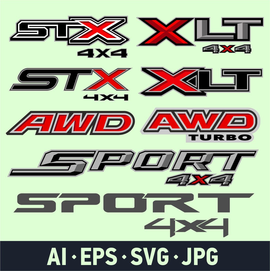 Ford Truck off Road Stx, Xlt, Sport, Awd, Fwd Bedside Badges Stickers ...