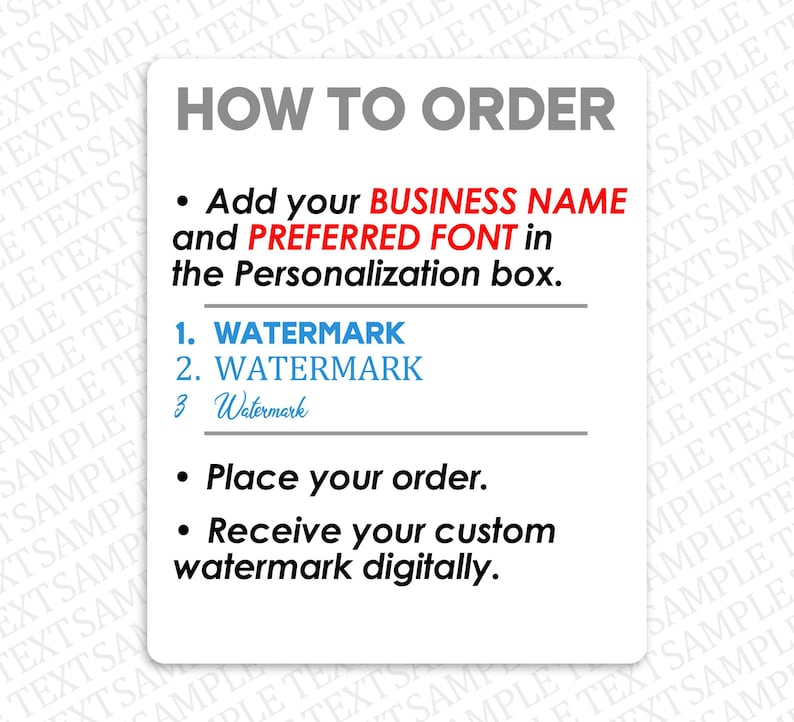 Custom Watermark PNG Design, Watermark for Art and Photography, Proof ...