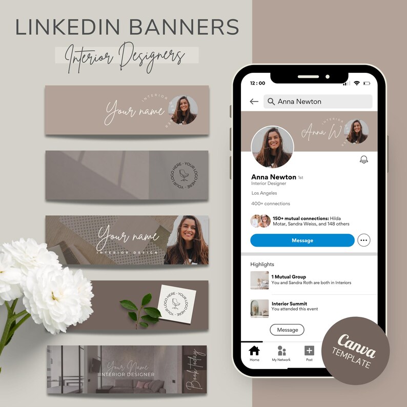 5 Linkedin Banner Templates for Interior Designers | Professional ...