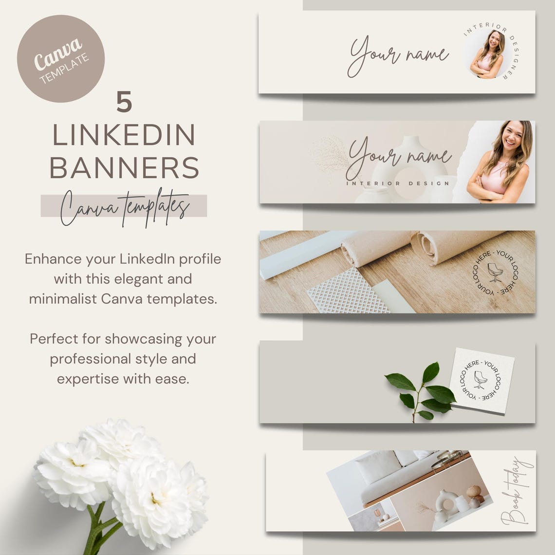 5 Linkedin Banner Templates for Interior Designers Professional ...
