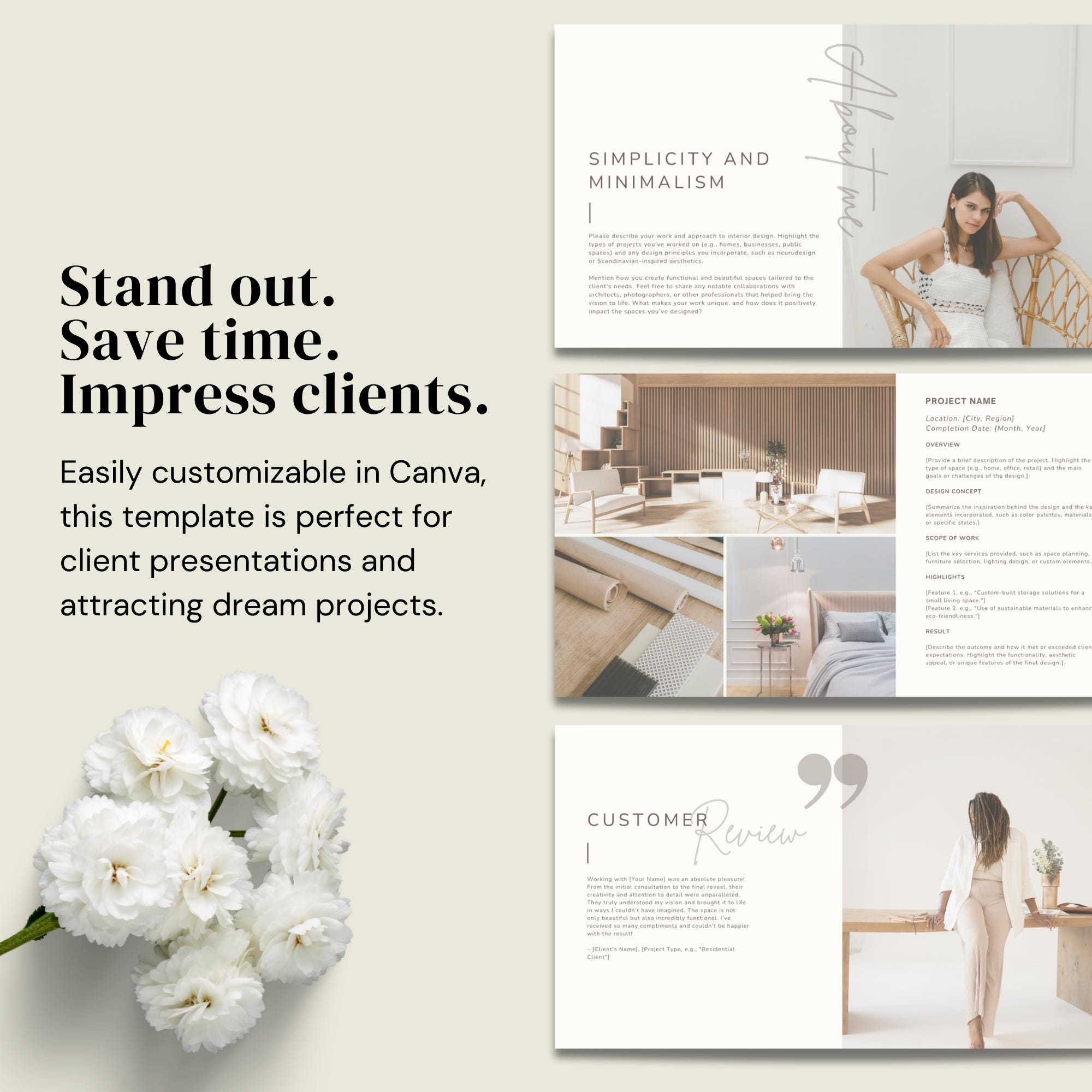 EDITABLE Interior Design Portfolio Template | Beige Portfolio Template ...