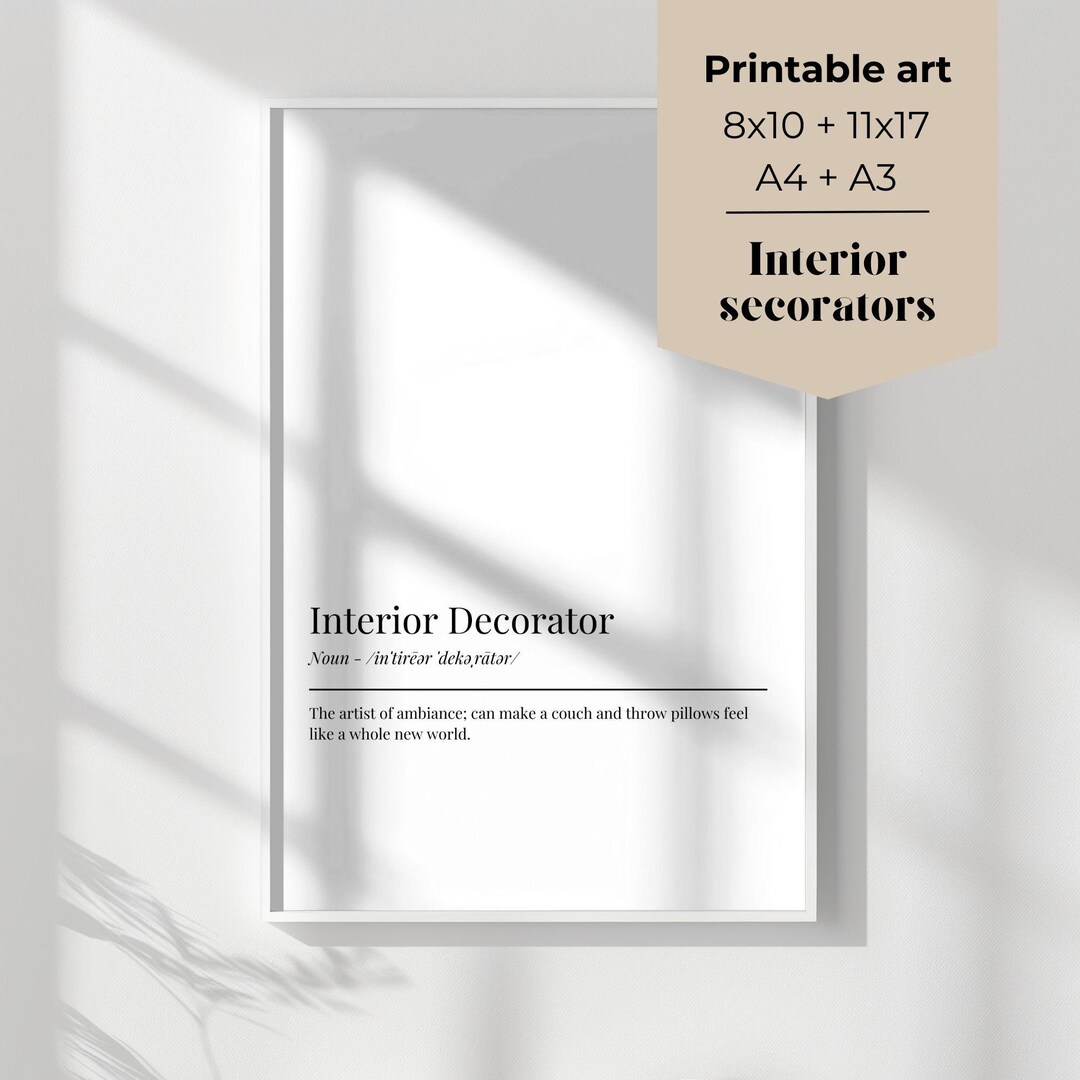 Printable Interior Decorator Meaning Poster | Downloadable Dictionary ...