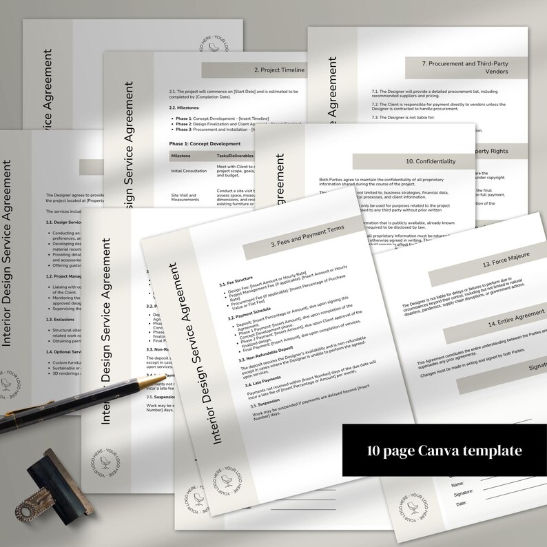Editable Interior Design Contract Template | Interior Design Services ...