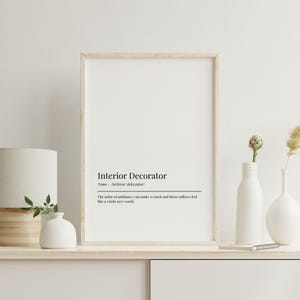Printable Interior Decorator Meaning Poster | Downloadable Dictionary ...