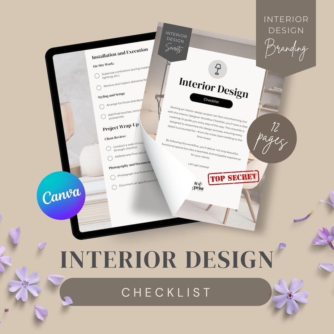 EDITABLE Interior Design Checklist | Interior Design Cheat Sheet ...