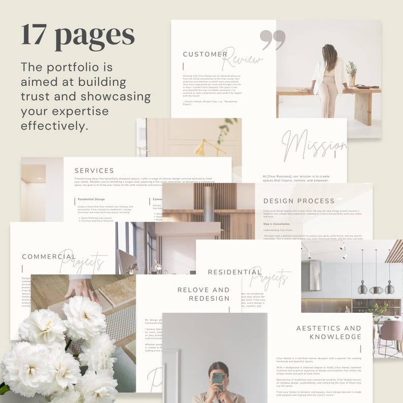 EDITABLE Interior Design Portfolio Template | Beige Portfolio Template ...