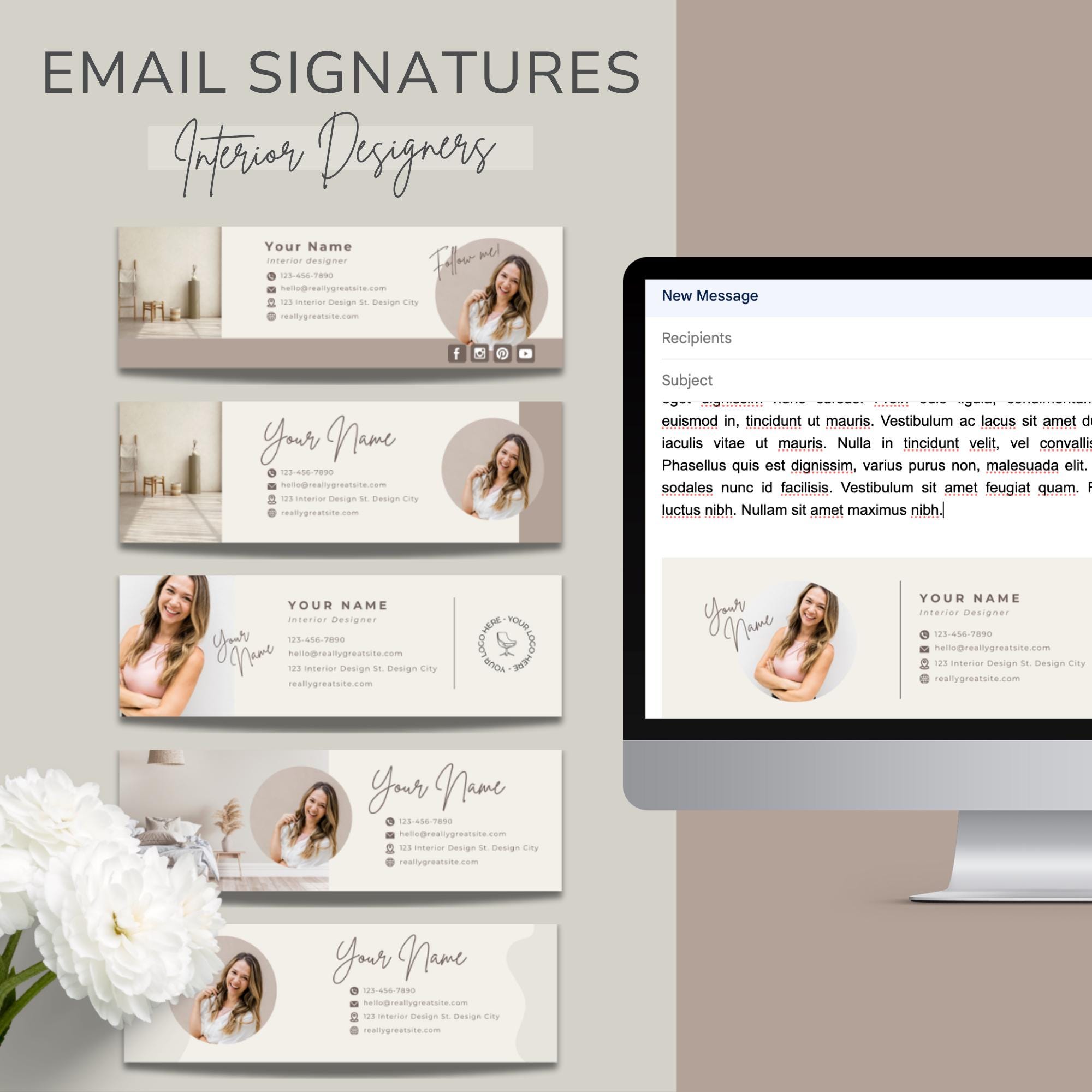 Email Signature Template Bundle for Interior Designers | Email ...