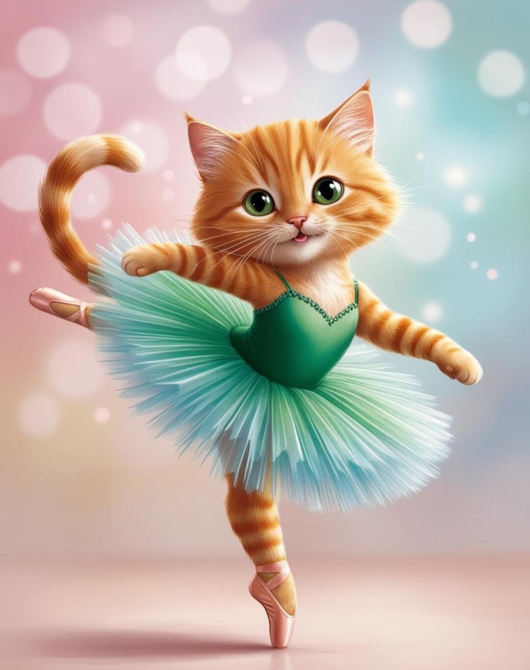 Dancing Ginger Cats in Green Tutus. Four High Quality Images Gor Junk ...