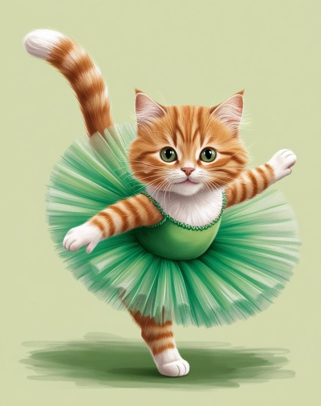 Four Different High Quality Images of a Dancing Ginger Cat in a Green ...