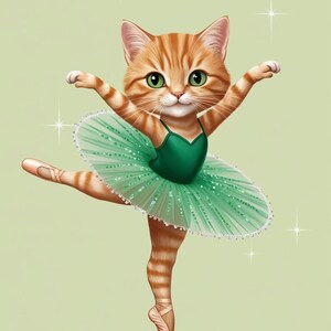 Four Different High Quality Images of a Dancing Ginger Cat in a Green ...