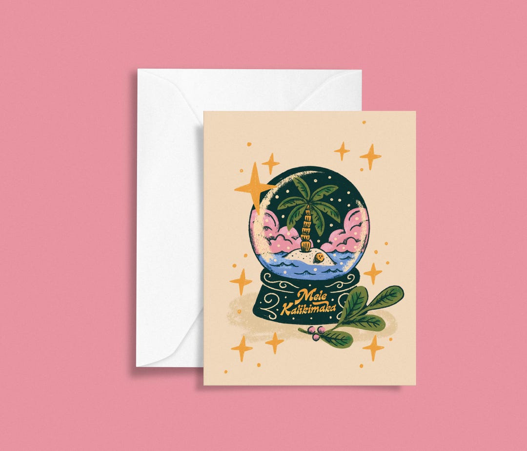 Mele Kalikimaka | Tropical Christmas Card | Hawaiian Snow Globe - Etsy