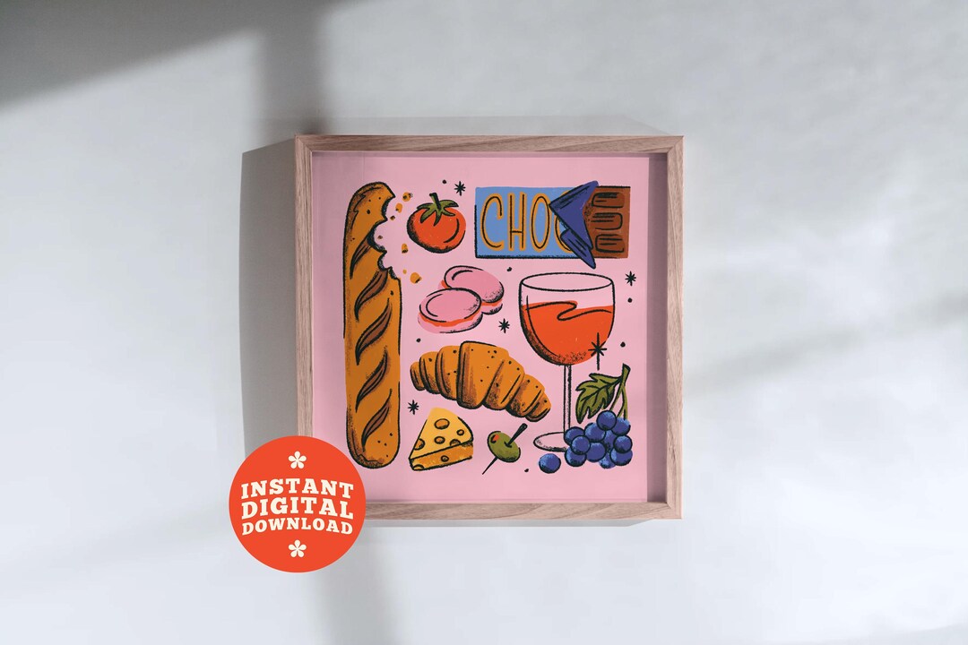 Paris Food Art Print: Whimsical French Cuisine (digital Download) - Etsy
