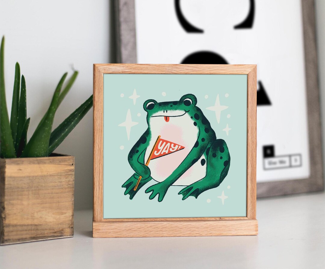 Hand Drawn Frog Art Print | Positivity Decor, 8x8" - Etsy