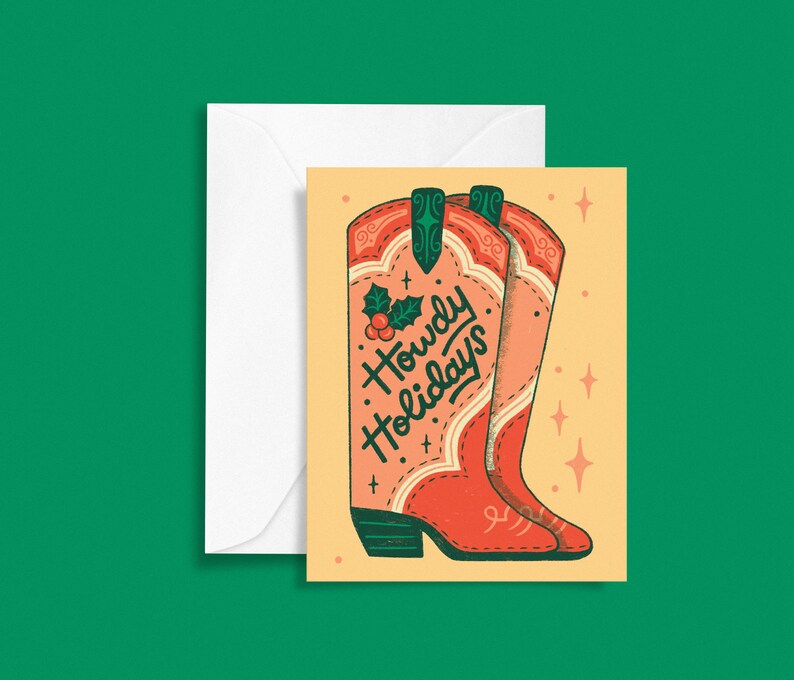 Howdy Holidays | Christmas Cowboy Boots | Western Christmas Card - Etsy