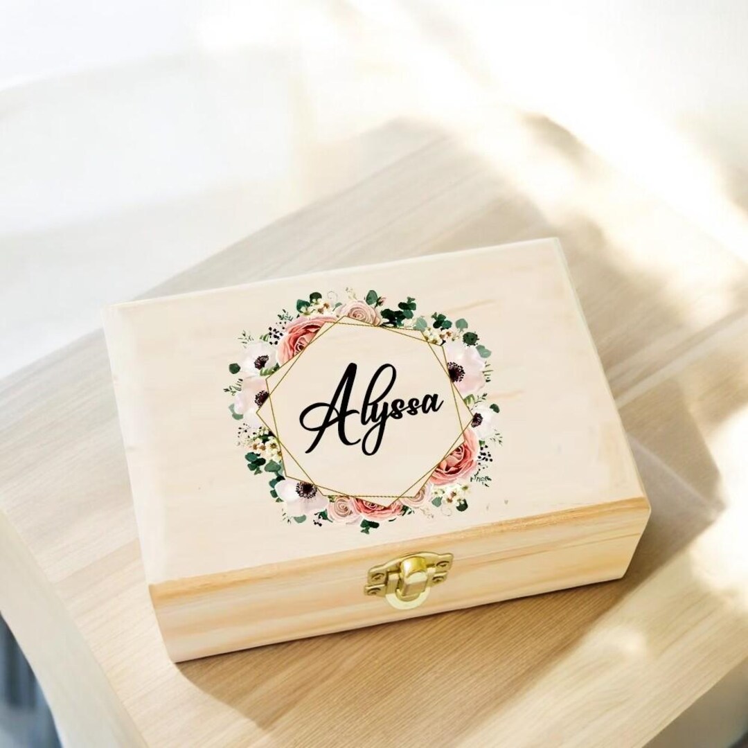 Personalized Wooden Jewelry Box – Custom Name Engraved Storage Case for ...