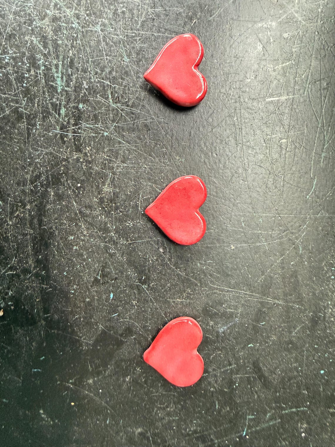 Ceramic Heart Refrigerator Magnets - Set of 3 - Handmade and Painted - Etsy