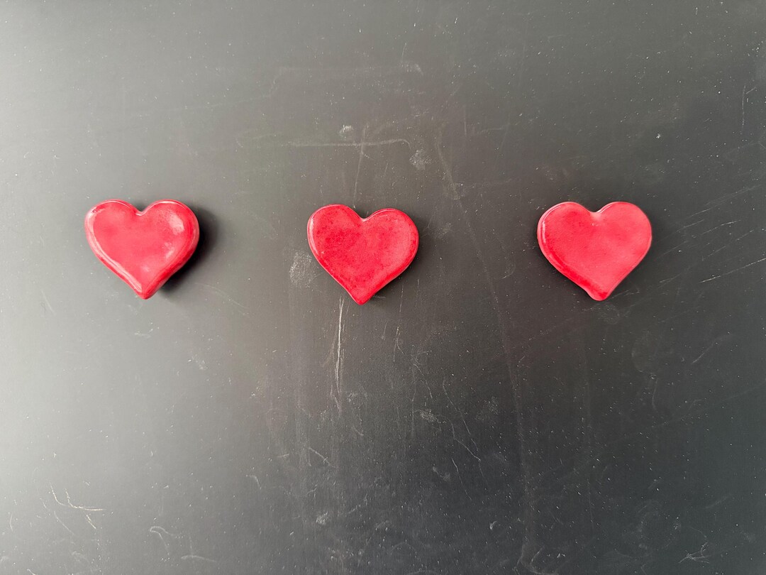 Ceramic Heart Refrigerator Magnets - Set of 3 - Handmade and Painted - Etsy