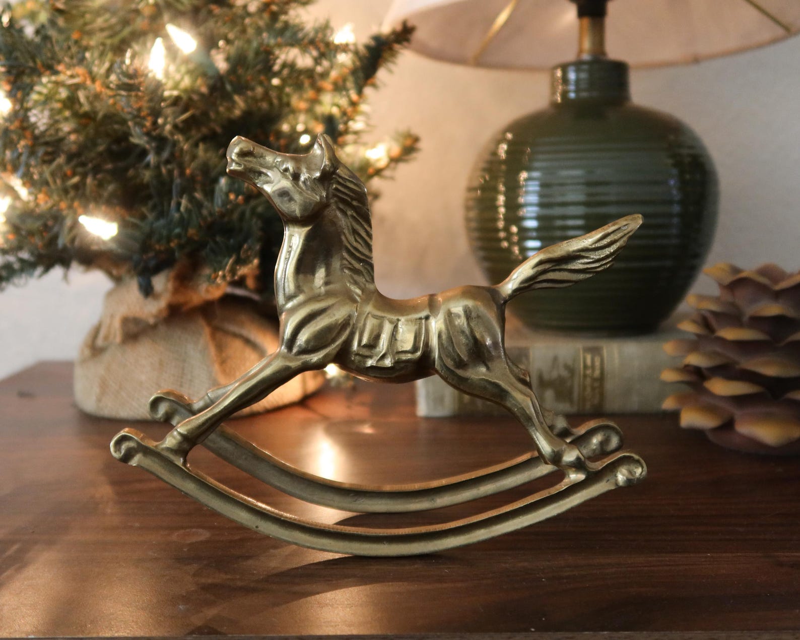 Vintage Solid Brass Rocking Horse Figurine Christmas & Nursery Decor ...