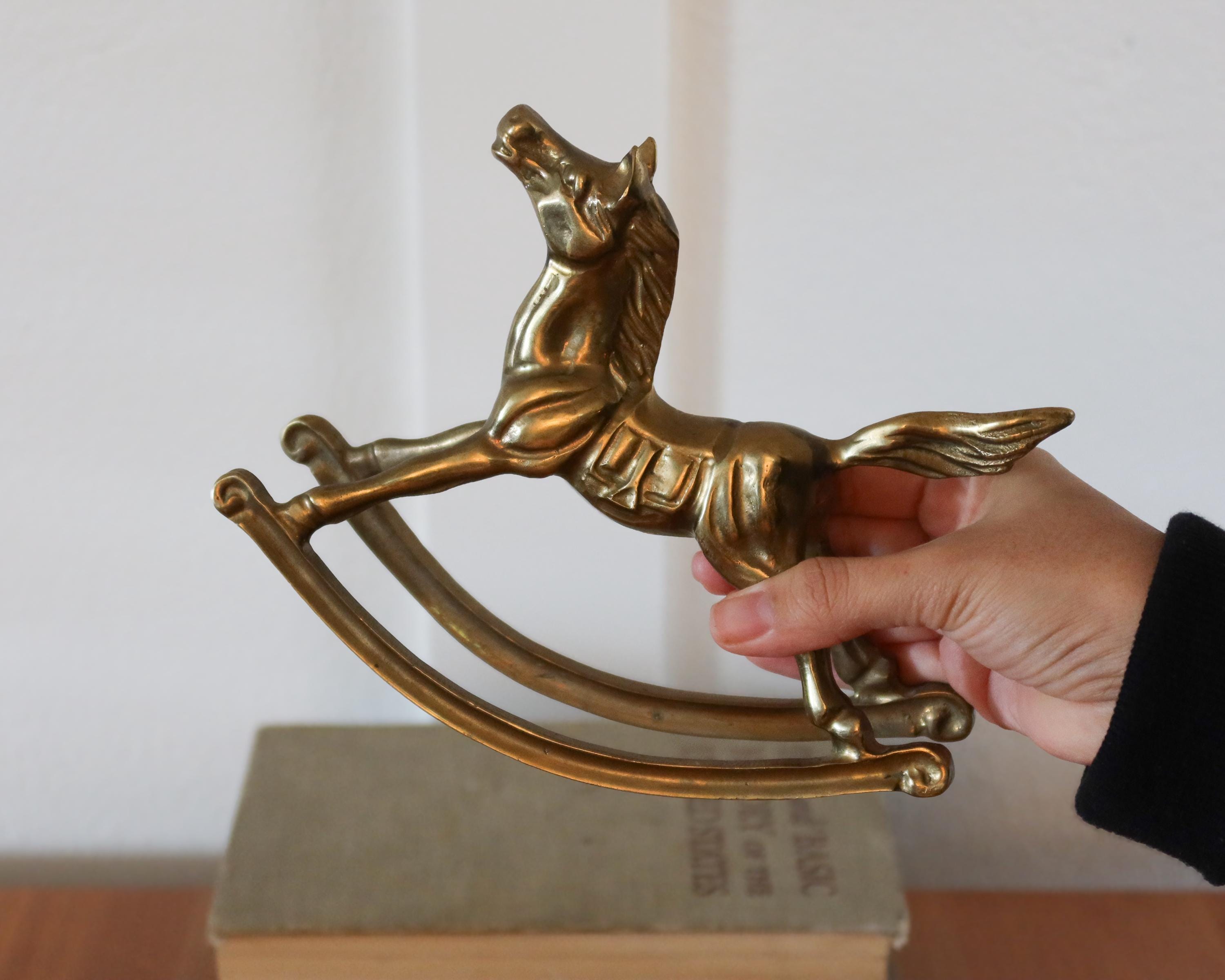 Vintage Solid Brass Rocking Horse Figurine Christmas & Nursery Decor ...
