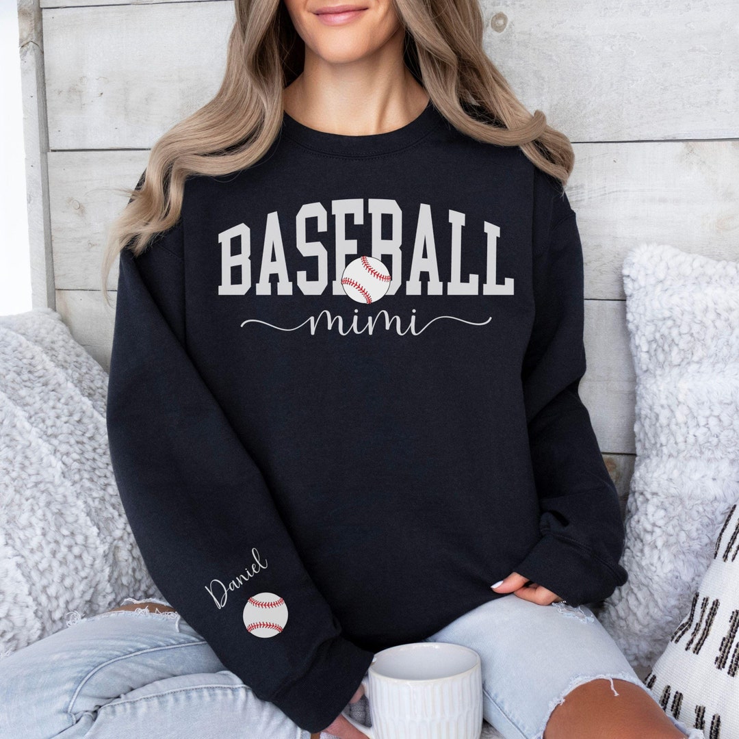 Personalized Baseball Mimi Name on Sleeve Sweatshirt Baseball Mimi Gift ...