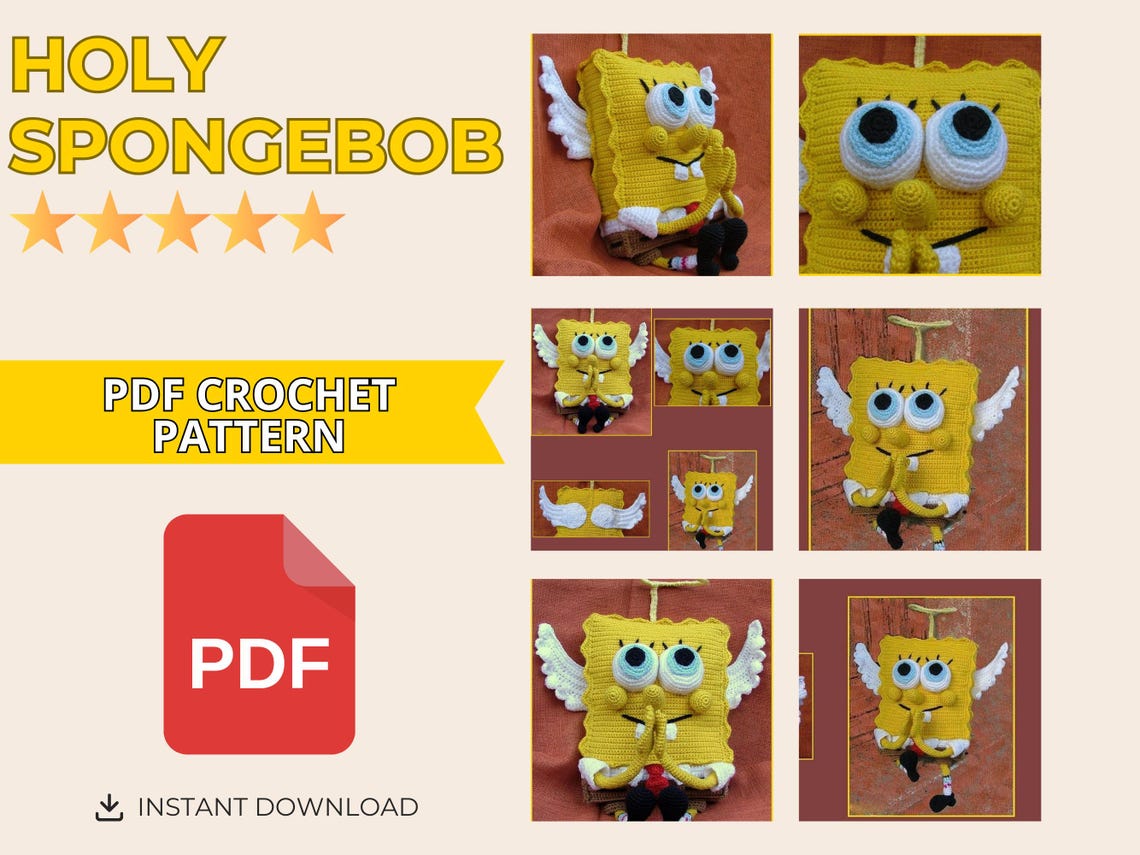 Holy Spongebob Amigurumi Crochet Pattern PDF | Knitting Pattern - Etsy