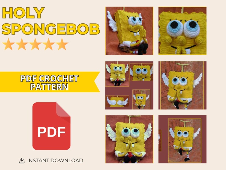 Holy Spongebob Amigurumi Crochet Pattern PDF | Knitting Pattern - Etsy