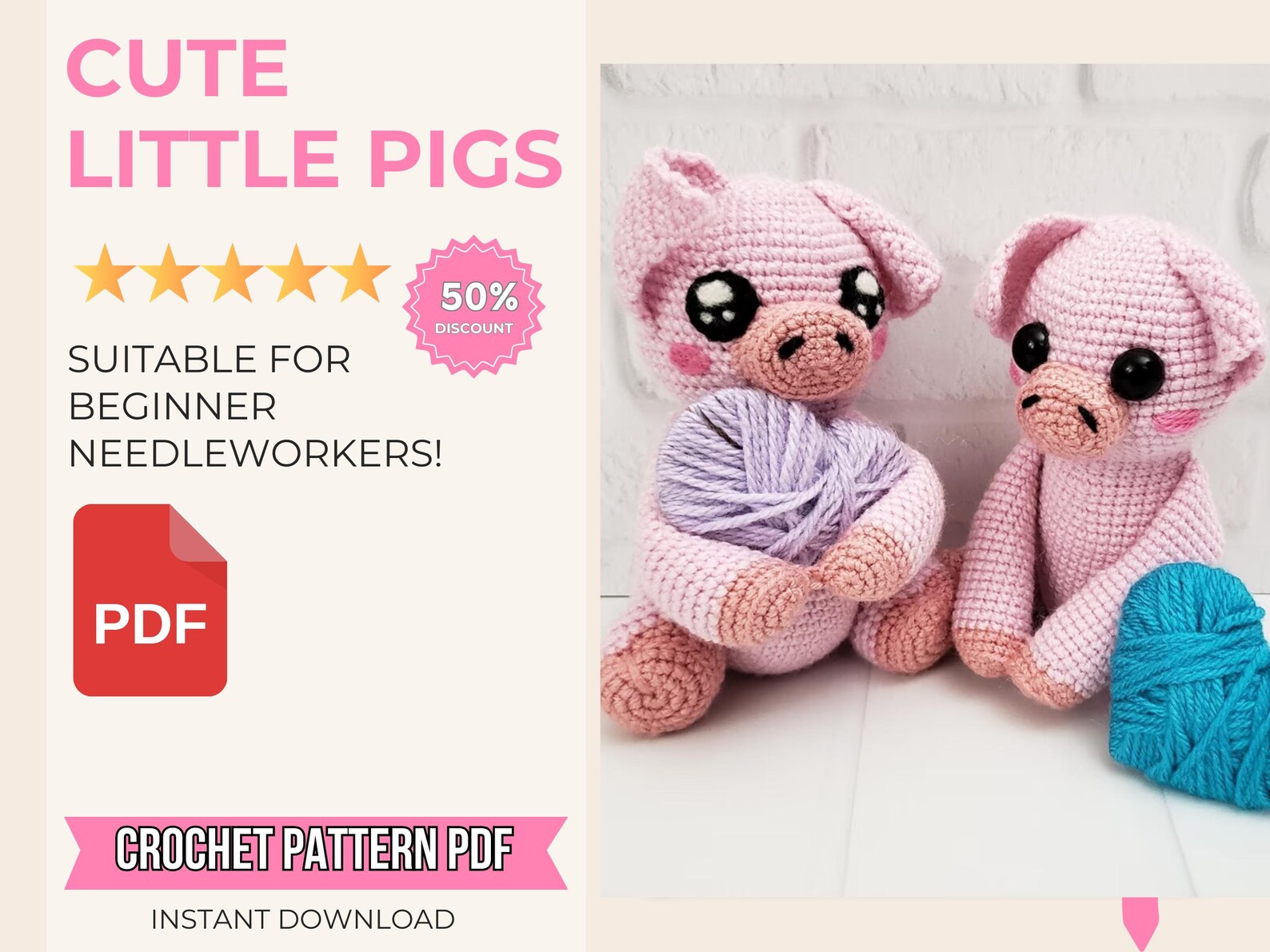 Cute Little Pigs Amigurumi Crochet Pattern PDF | Knitting Pattern - Etsy
