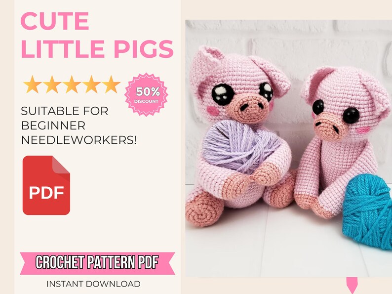 Cute Little Pigs Amigurumi Crochet Pattern PDF | Knitting Pattern - Etsy