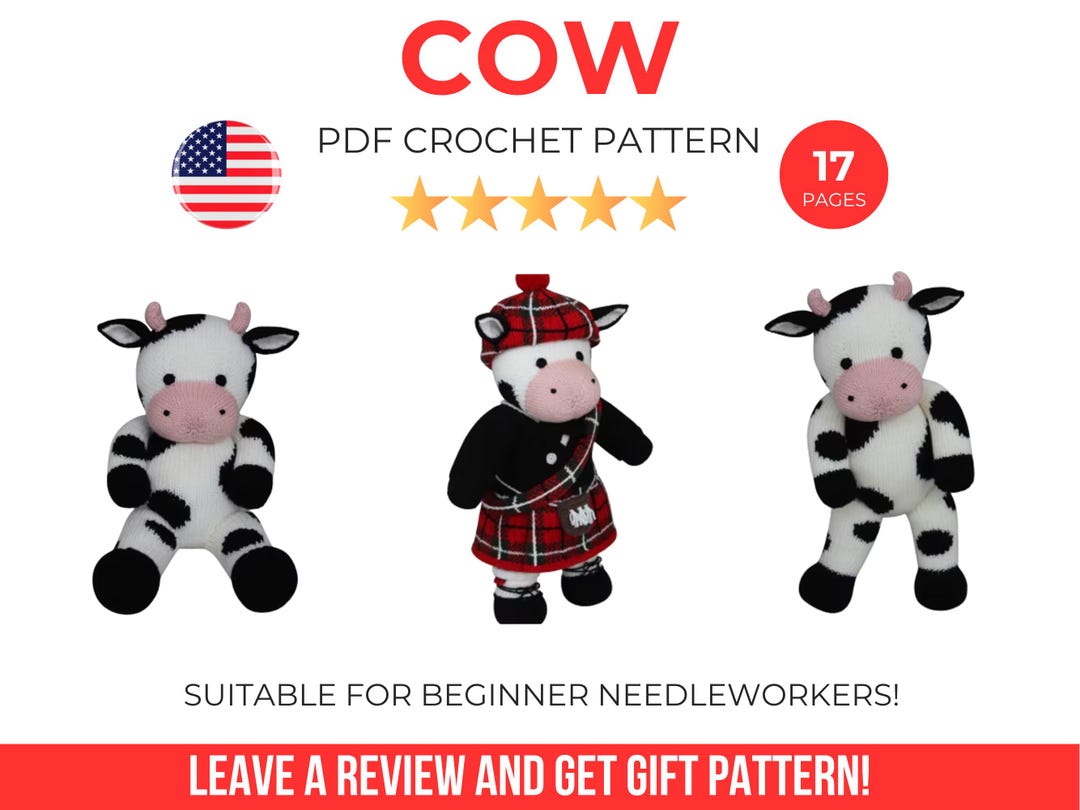 Cow PDF Crochet Pattern | Knitting Pattern - Etsy