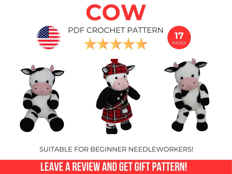 Cow PDF Crochet Pattern | Knitting Pattern - Etsy