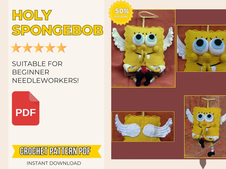Holy Spongebob Amigurumi Crochet Pattern PDF | Knitting Pattern - Etsy