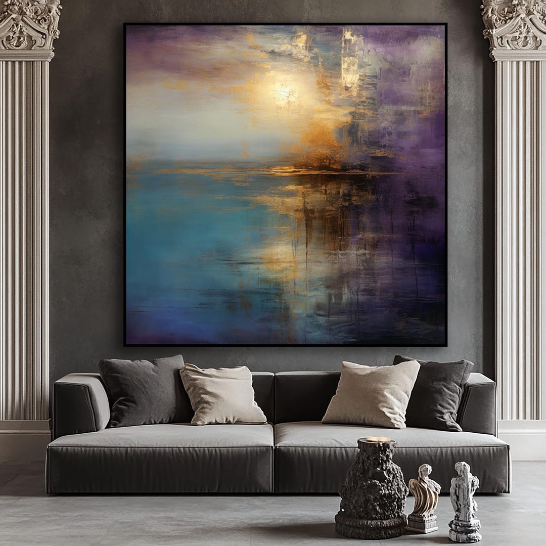 Abstract Sunset Oil Painting: Textured Hand-painted Wall Art - Etsy