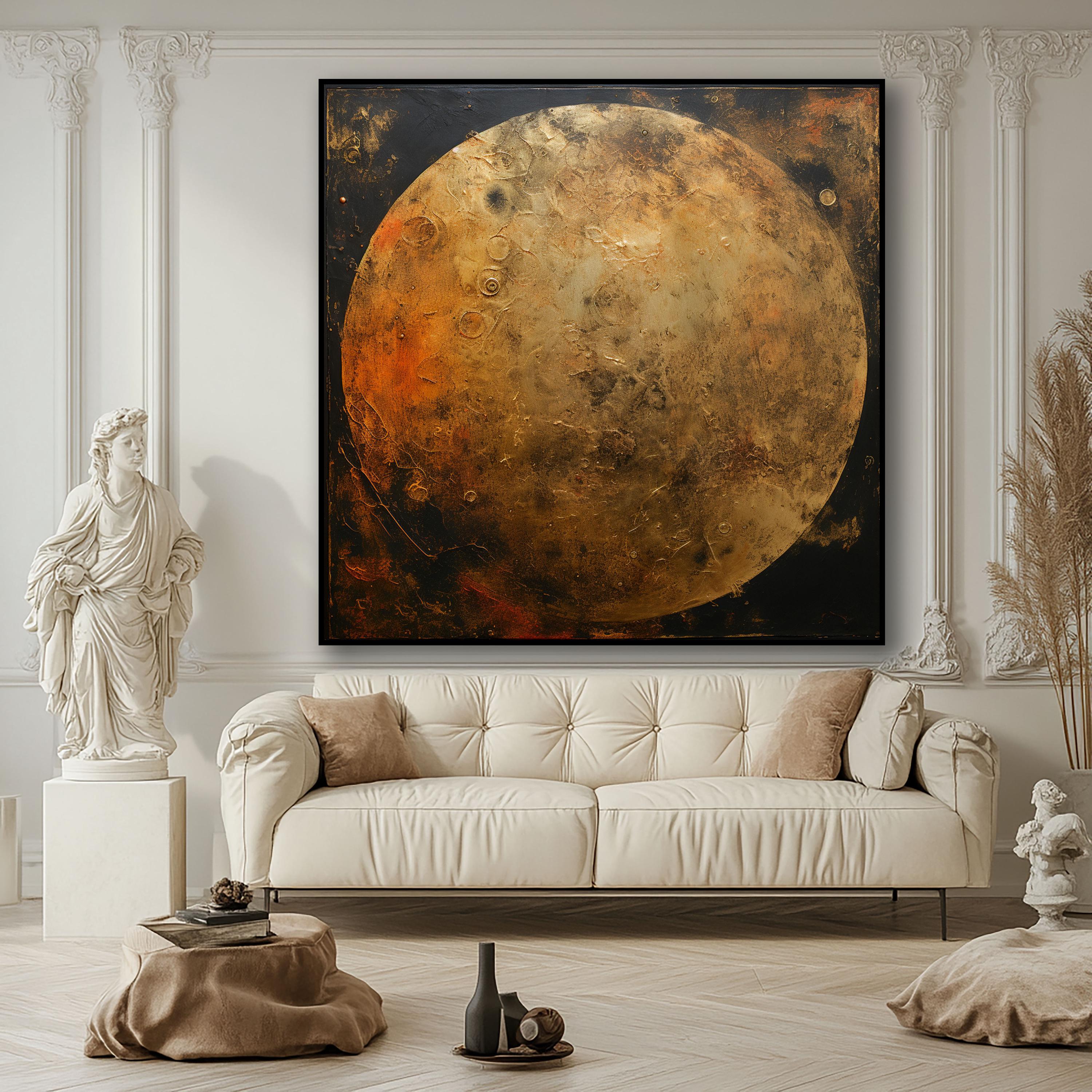 Full Moon, Gold Bronze, Moon Artwork, 100% Hand Painted,textured ...