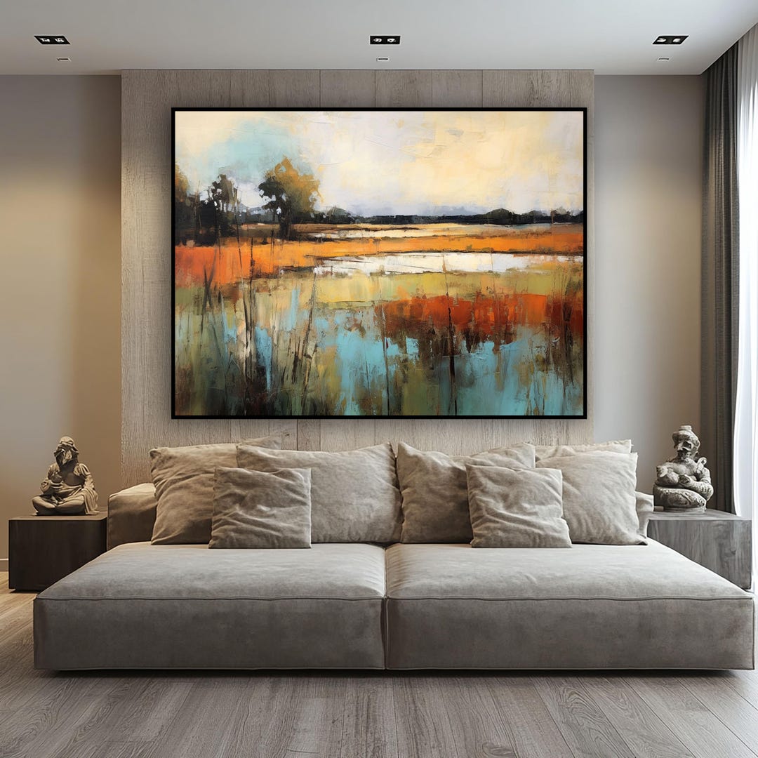 Textured Autumn Landscape Painting: Abstract Oil & Acrylic Wall Decor ...
