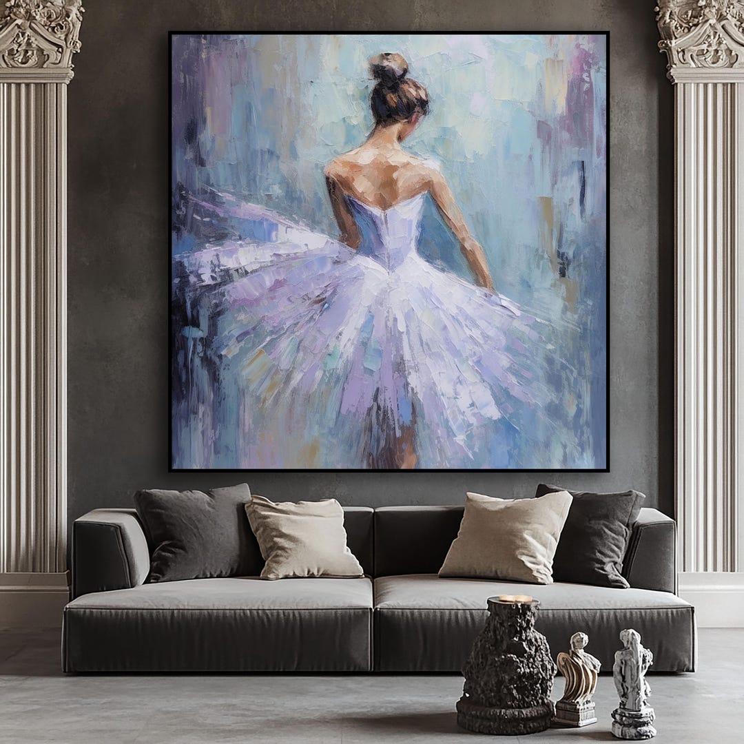 Hand Painted Ballerina Oil Painting, Textured Abstract Art, Wall Decor ...