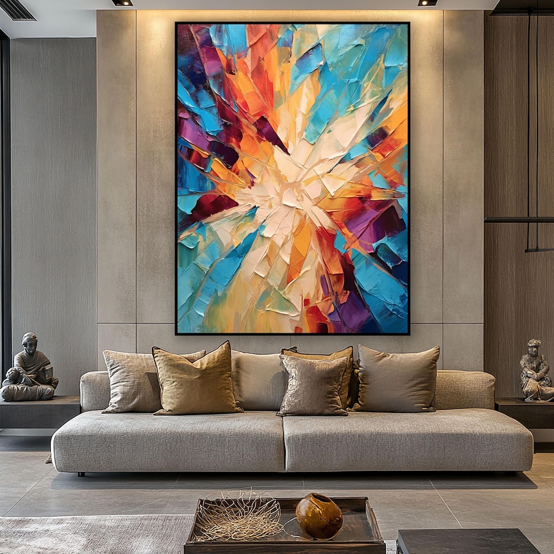 Cracked Colors, Broken Glass, Colorful, 100% Hand Painted, Textured ...