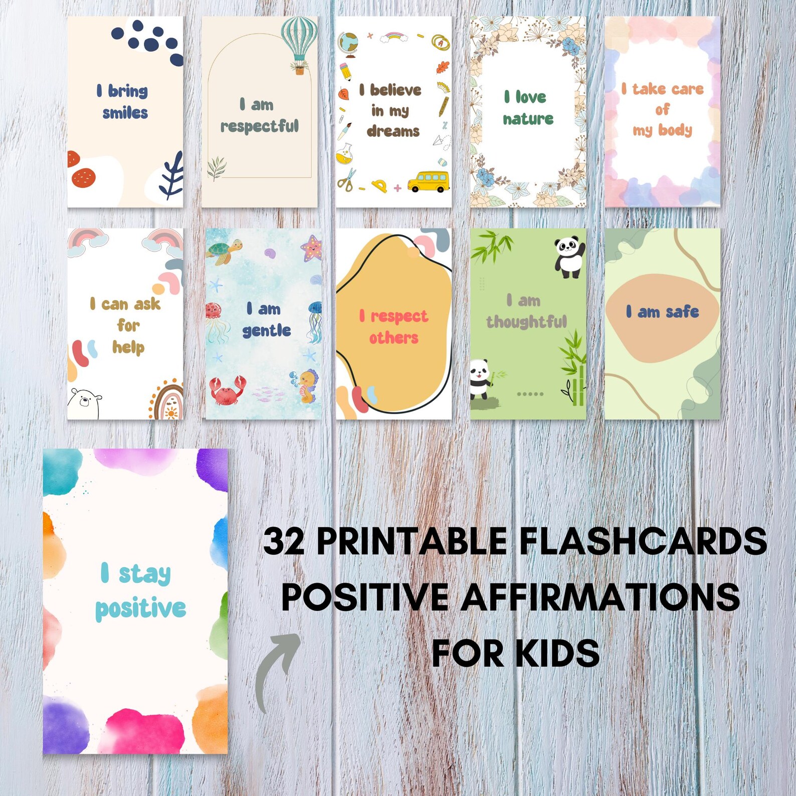 Positive Affirmation Postcards for Kids, Encouragement Motivational ...