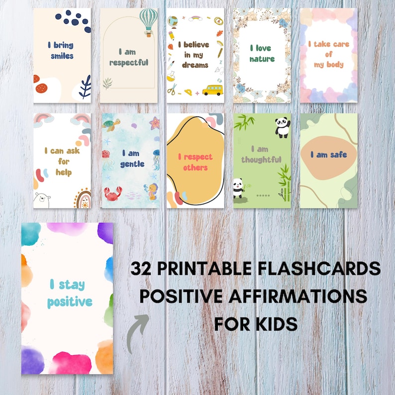 Positive Affirmation Postcards for Kids, Encouragement Motivational ...