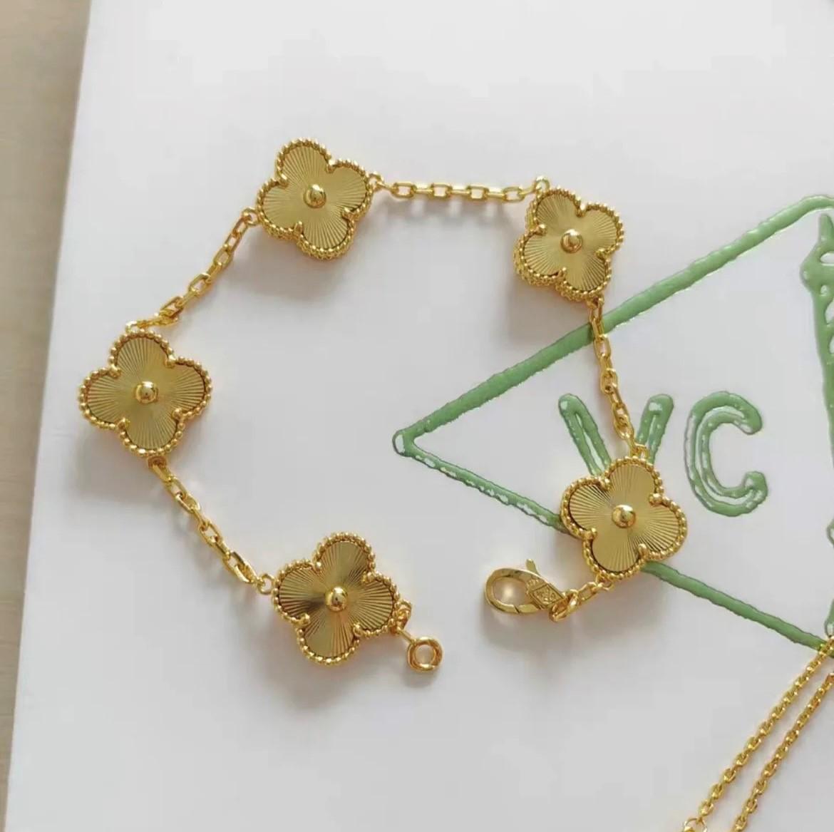 Vintage Alhambra Lucky Four Leaf Gold Clover Bracelet, Laser Engraved ...