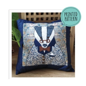 Printed Sewing Pattern Mr Badger Applique Cushion Cover Sew - Etsy