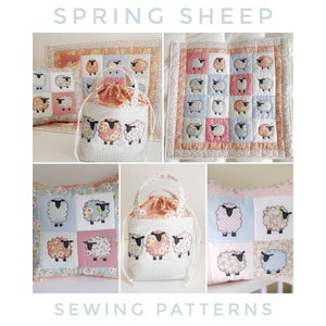 Set of 3 Spring Sheep PDF Sewing Patterns Full Size Applique Templates ...