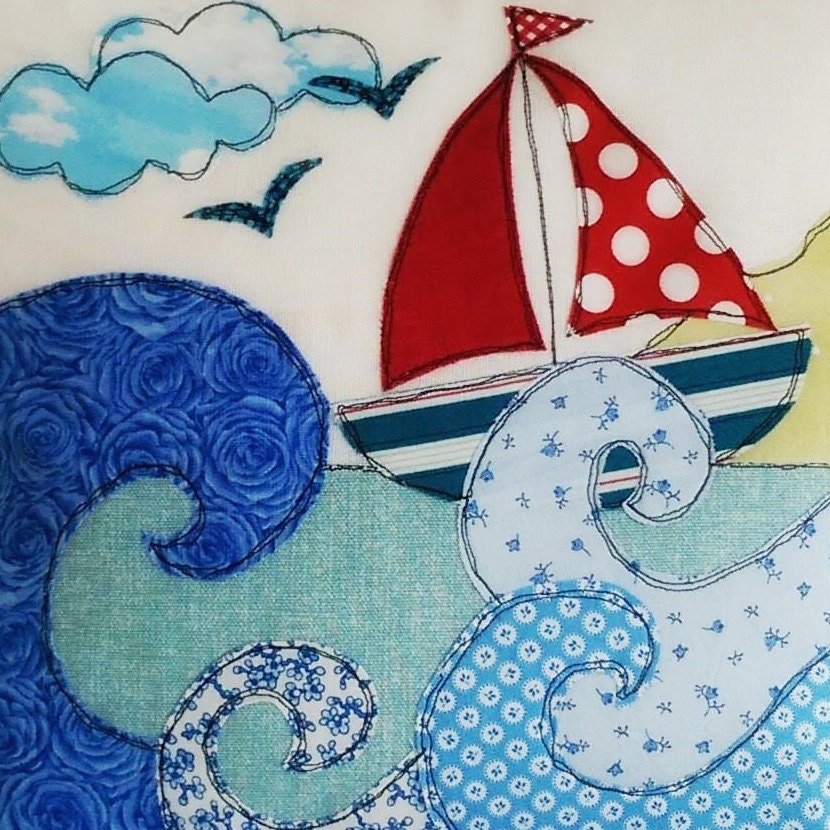 Digital Sewing Pattern PDF Ocean Boat Applique Cushion - Etsy UK