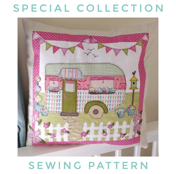 Digital Sewing Pattern PDF Caravan Camping Applique Cushion - Etsy ...
