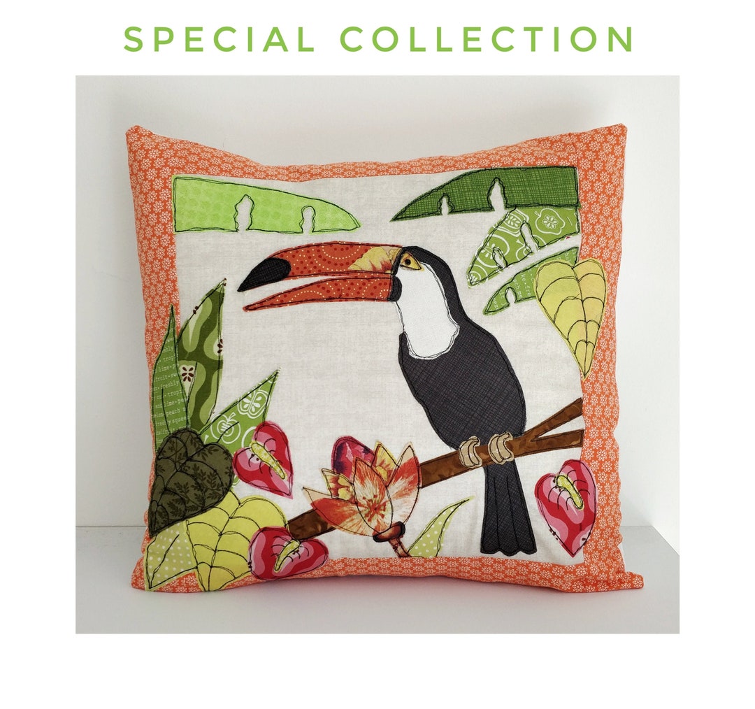 PDF Sewing Pattern Tropical Toucan Applique Cushion Cover Sew Make ...