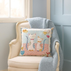 Kitty Cats Cushion Cover Patchwork and Applique Printed Sewing Pattern ...